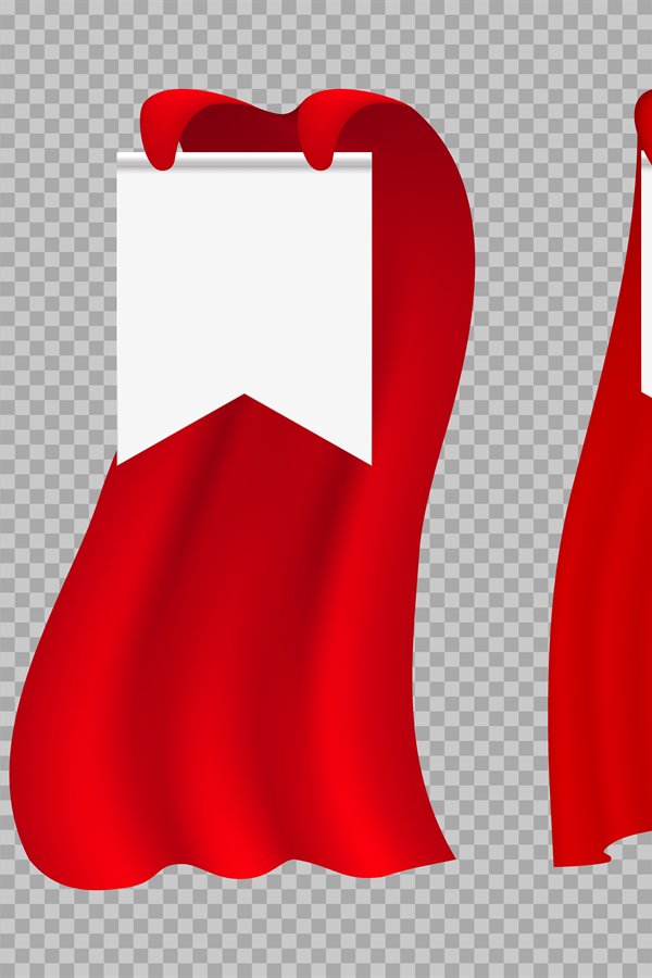 Red hero cape. Fashion costumes and banner blanks. leadershi