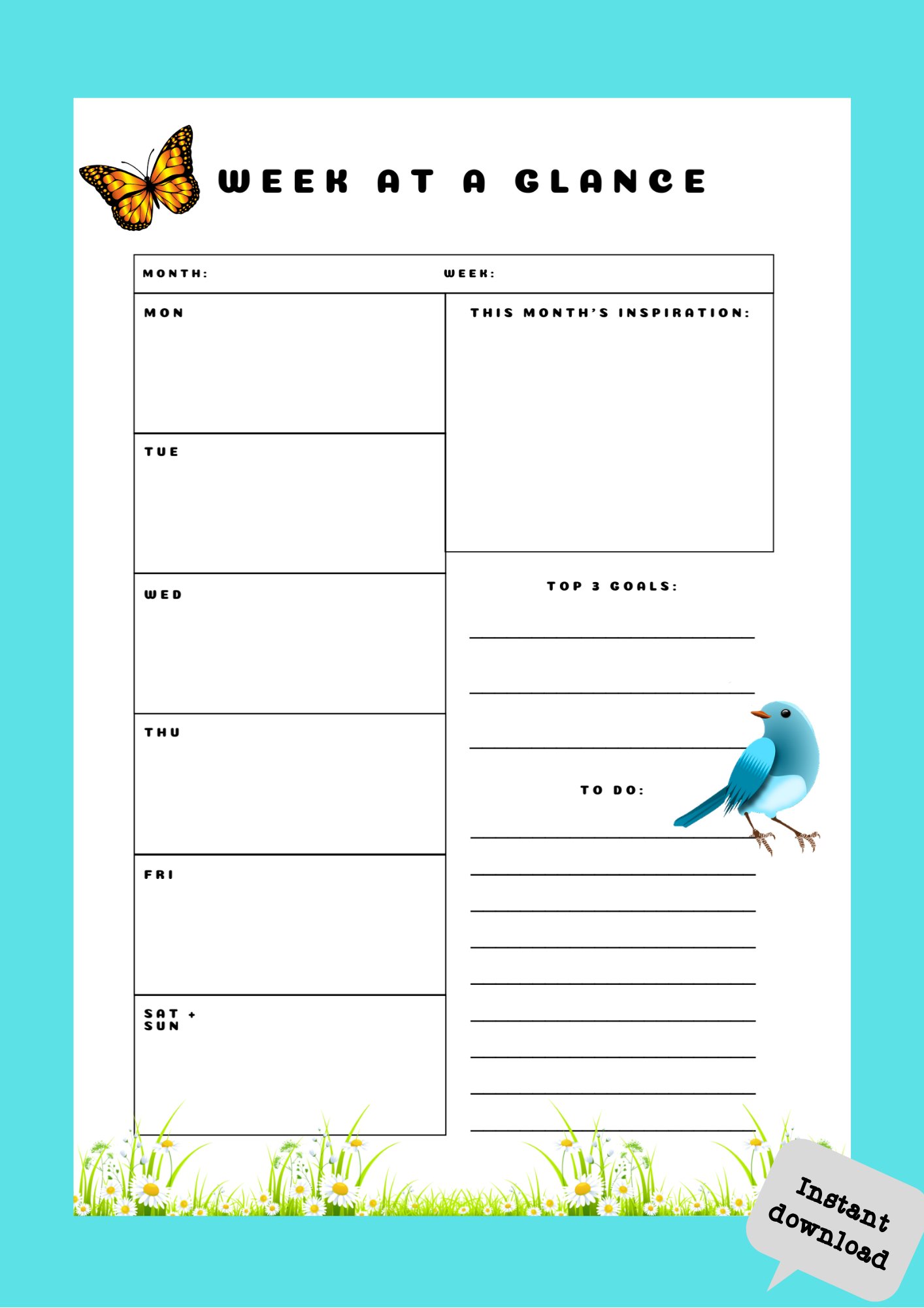 Weekly printable planner Spring edition