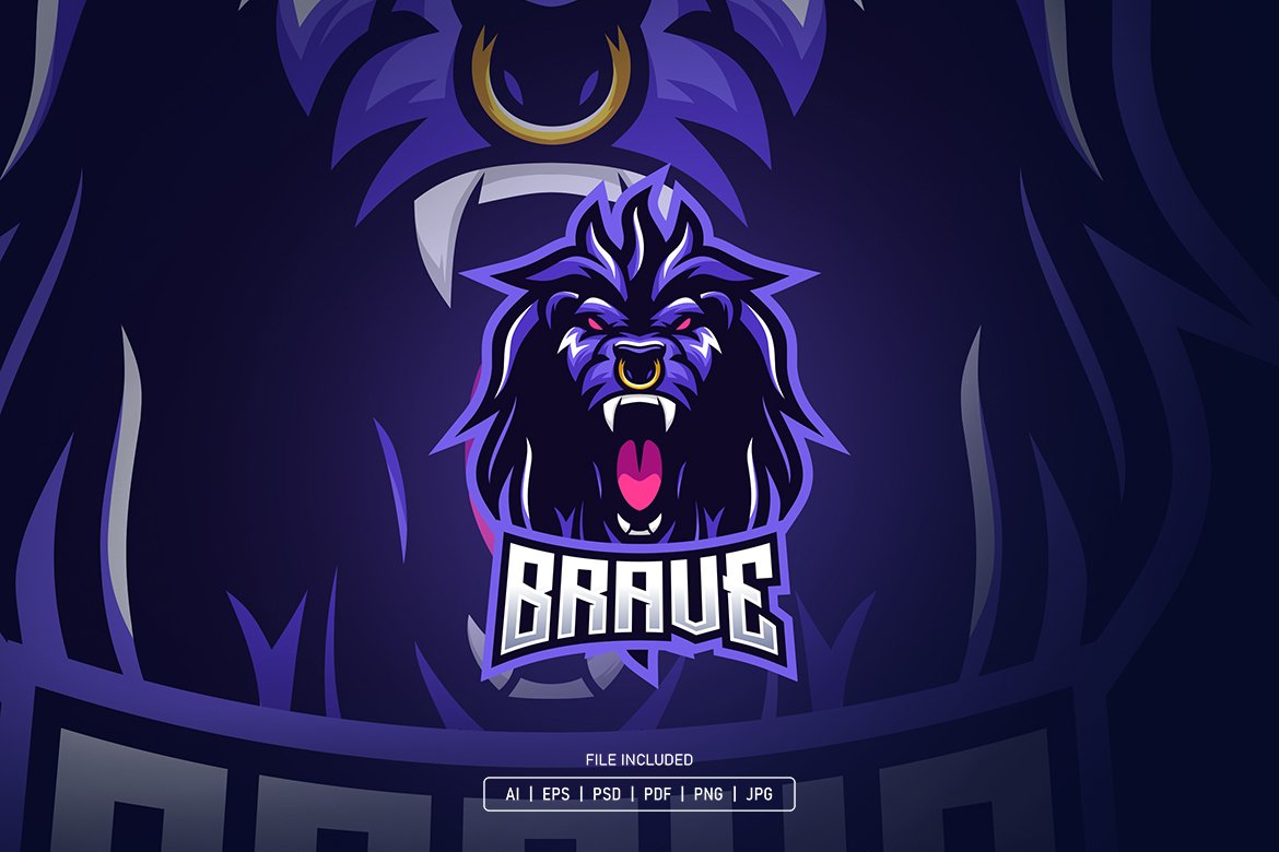 lion brave mascot logo