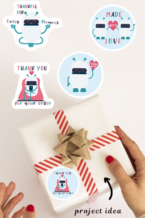 Thank you Sticker. Printable stickers. Stickers Robots png