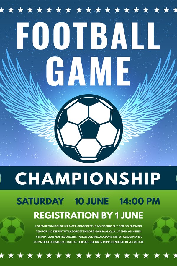Design template of football poster with place for your text