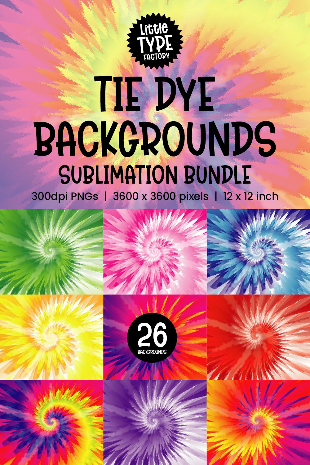 TIE DYE BACKGROUND Bundle | Tie Dye PNGs