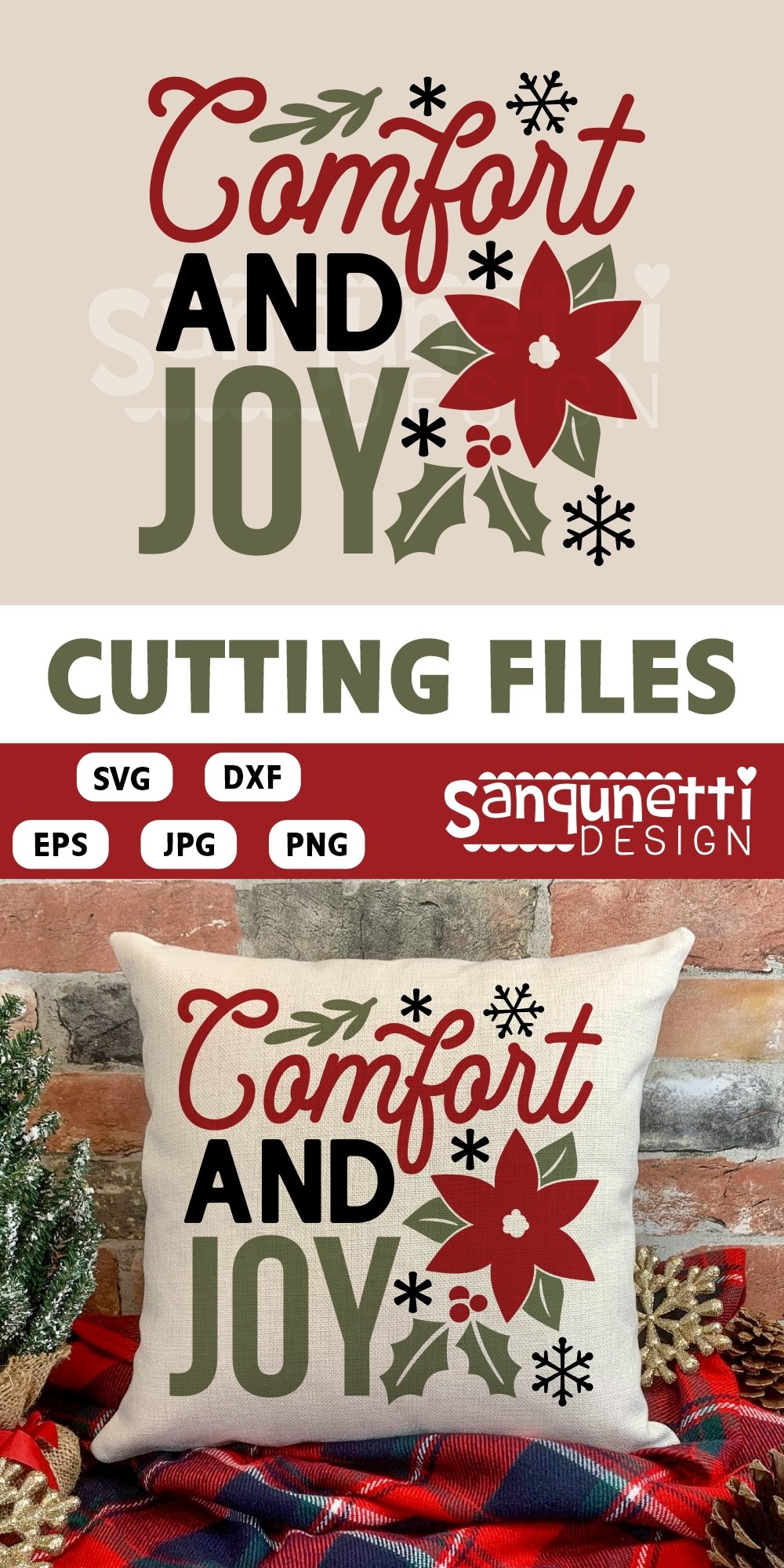 Comfort and Joy Christmas SVG design