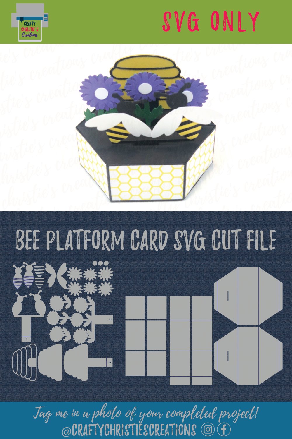 Bee Platform Card SVG Cut File for Cutting Machine Users