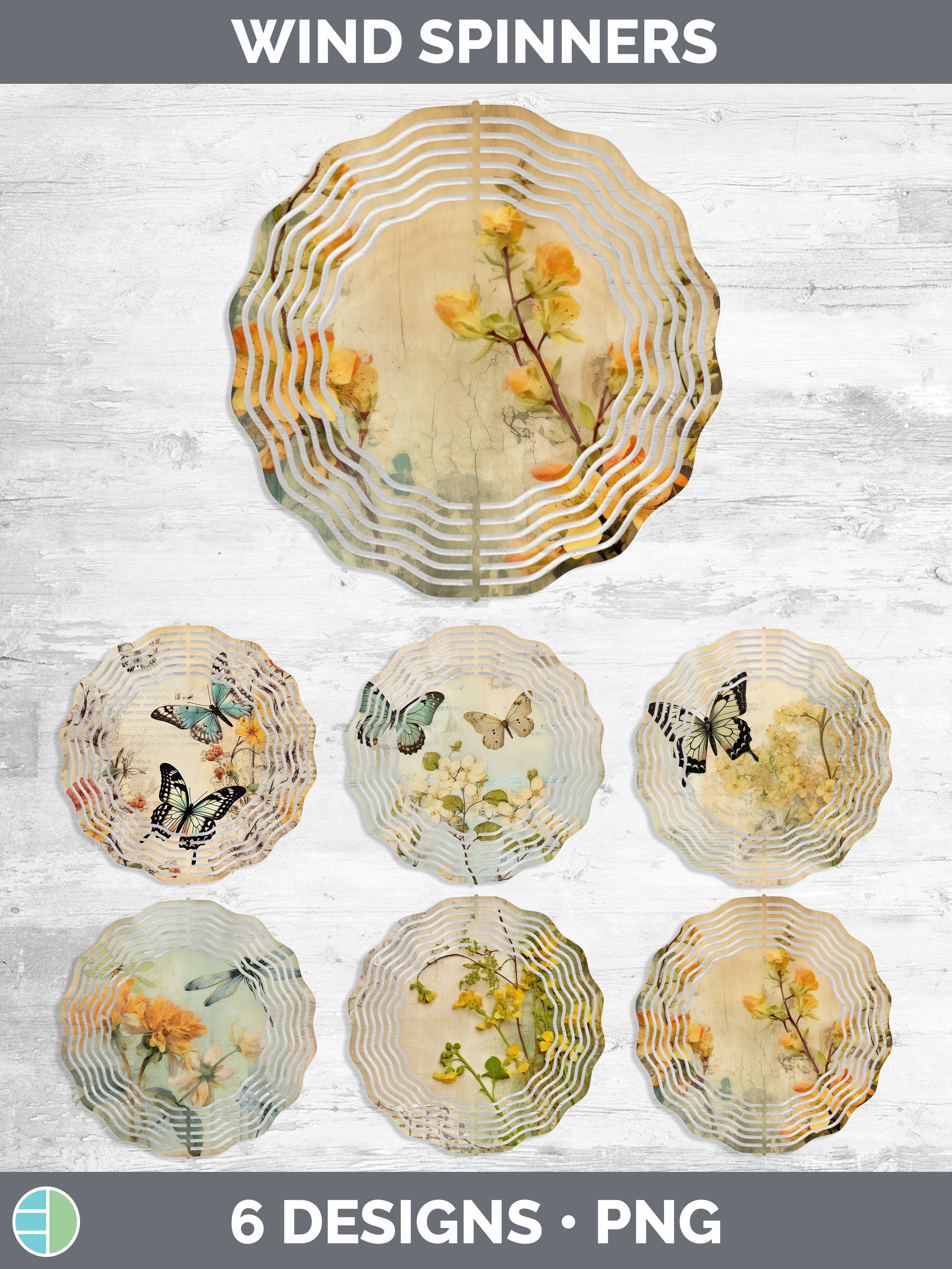 Vintage Acacia Flowers Wind Spinner | Sublimation Spinner De