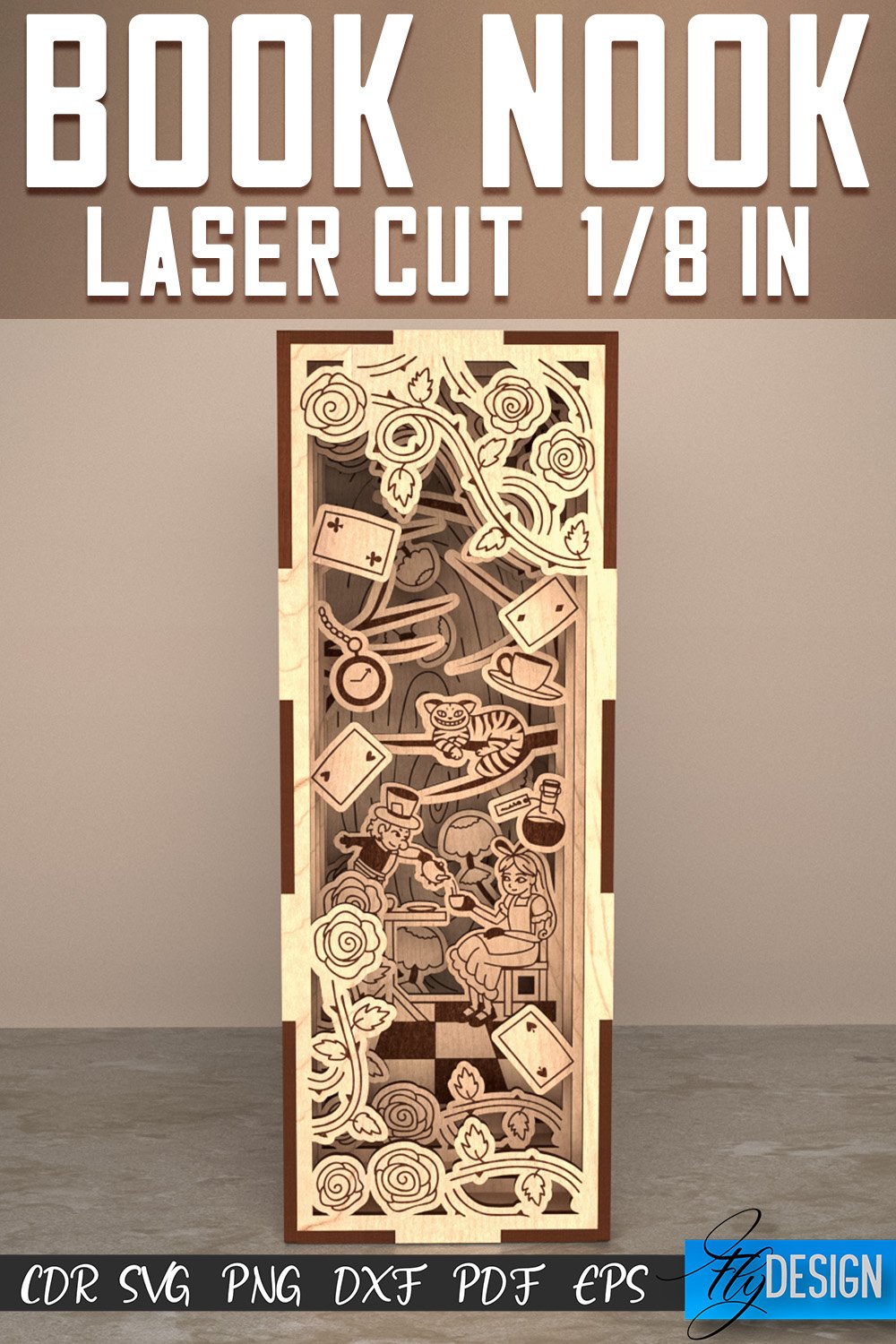 Book Nook Laser Cut SVG| Alice in Wonderland SVG| Book Lover