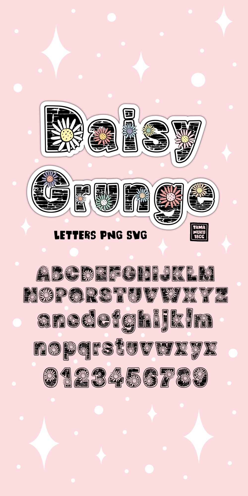 Daisy Grunge Letters PNG SVG