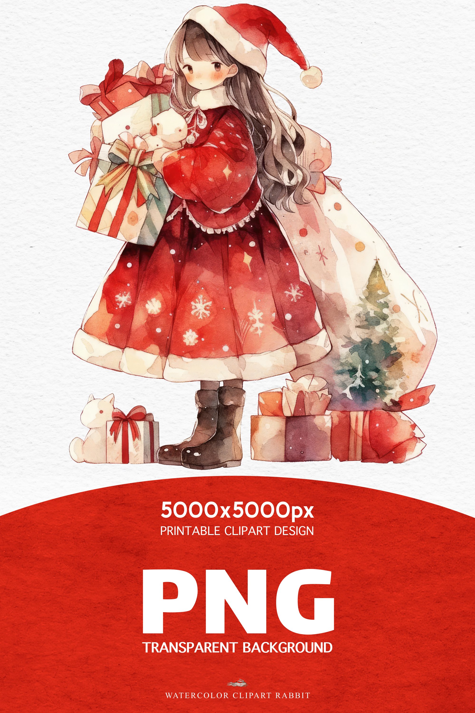 Christmas Kawaii Anime Lady Clipart Cute Girl PNG New Year