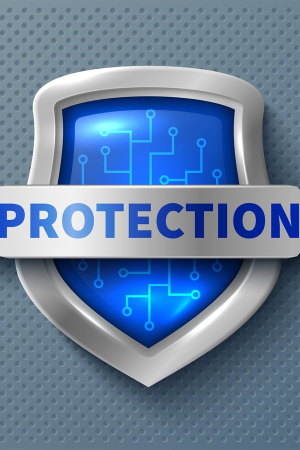 Shiny protection metal shield. Realistic safety and protecti