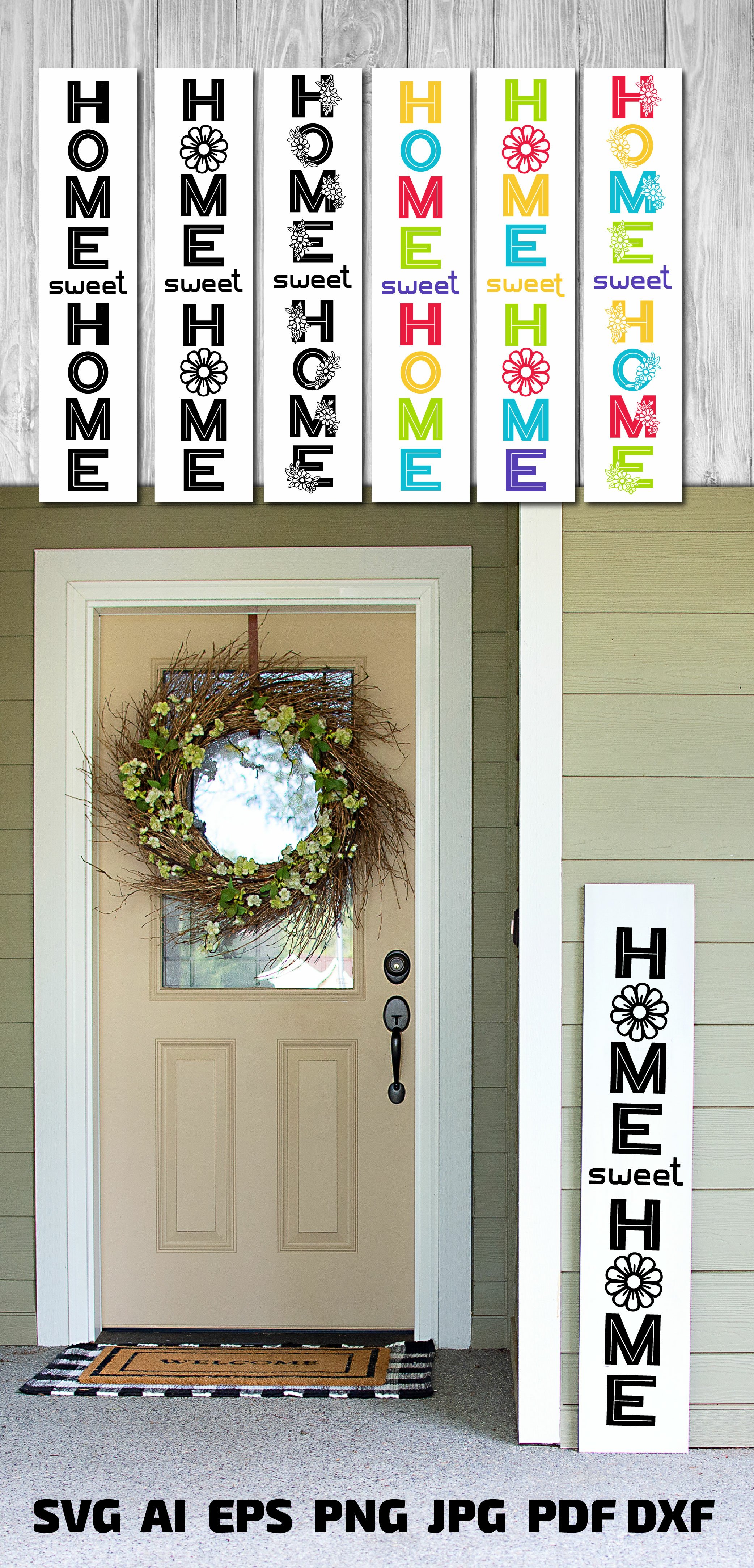 Porch Sign SVG with Flower | Home Sweet Home SVG