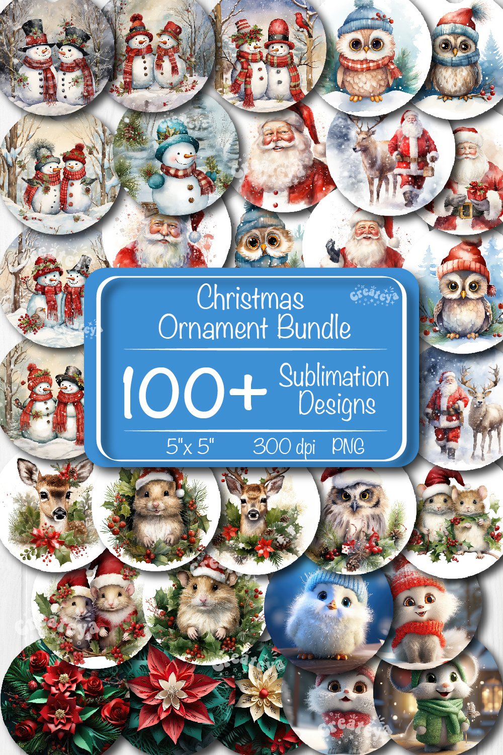 Christmas ornament Sublimation Bundle Watercolor 3D