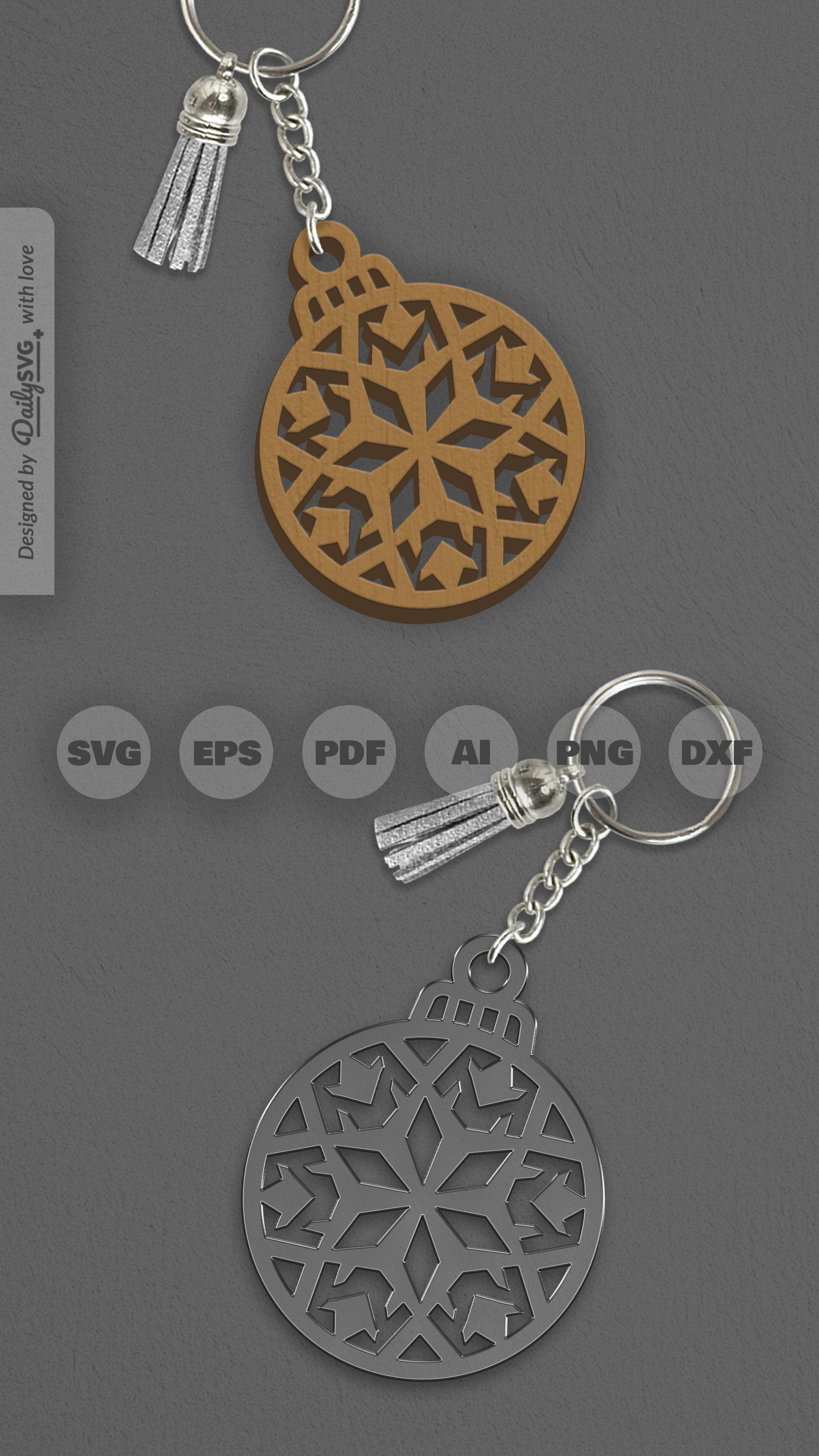 Snowflake Christmas Round Bauble Laser Cut (5909780)
