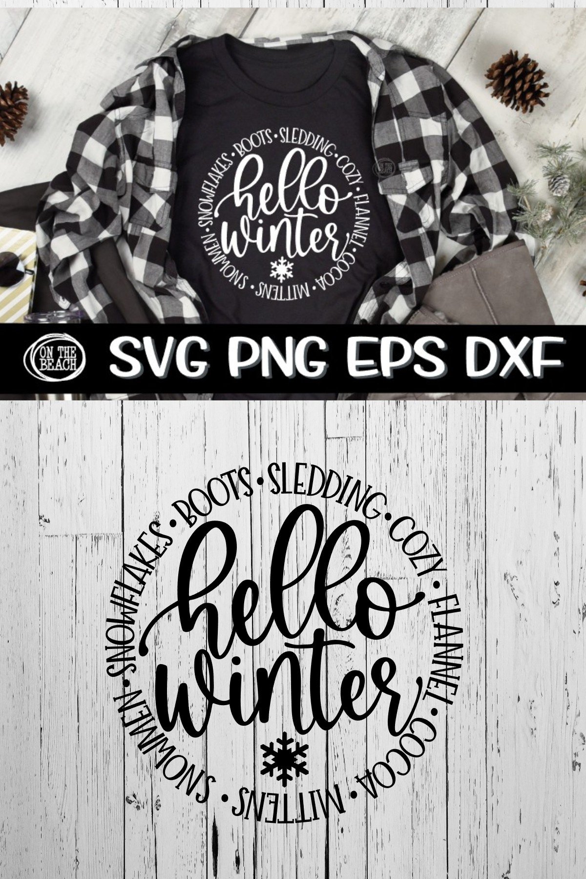 HELLO WINTER SVG - Winter - Words - Circle - SVG PNG EPS DXF
