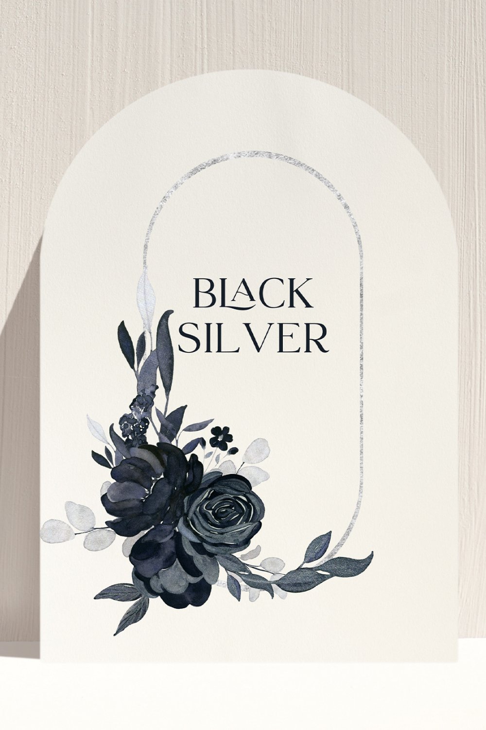 Black Silver. Mystic Flowers. Watercolor Clipart.