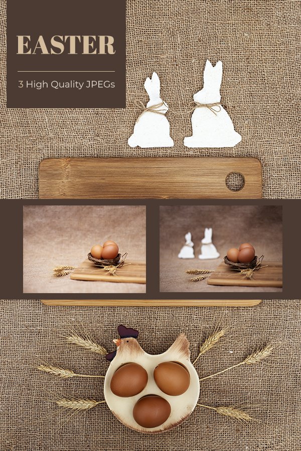 Sustainable Easter bundle with eggs and copy space