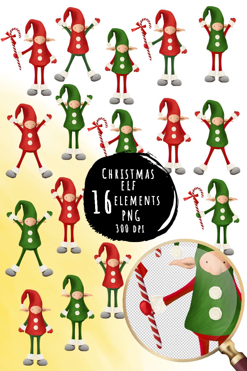 Drawn traditional Christmas elf bundle