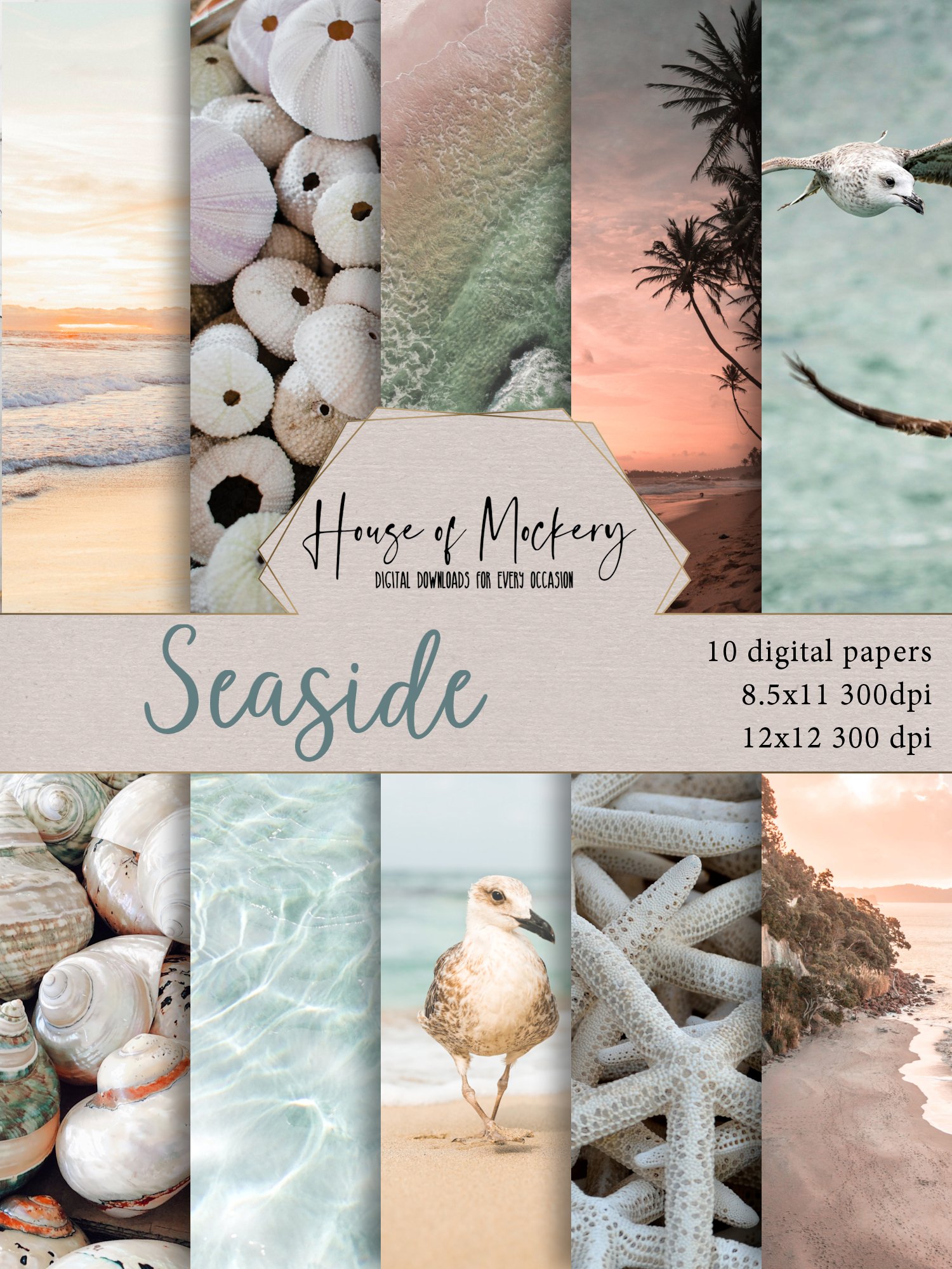 Seaside Theme Scenic Digital Scrapbook Background Papers