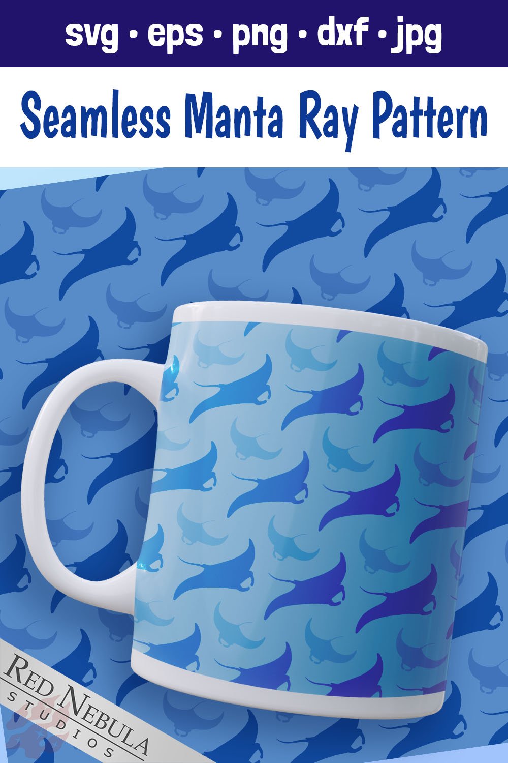 Manta Ray Seamless Pattern | Blue Ocean Digital Paper