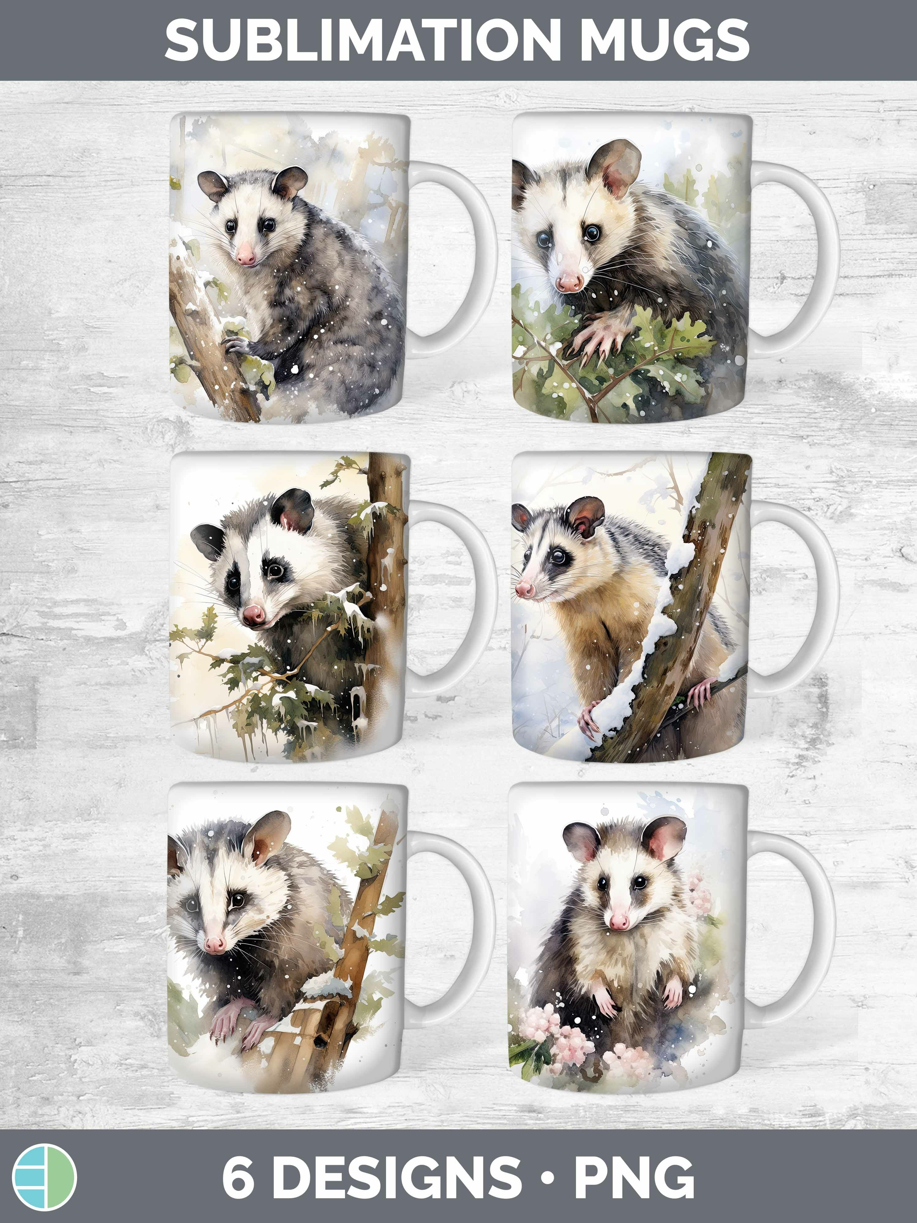 Snow Opossum Mug Wrap | Bundle Coffee Cup Designs