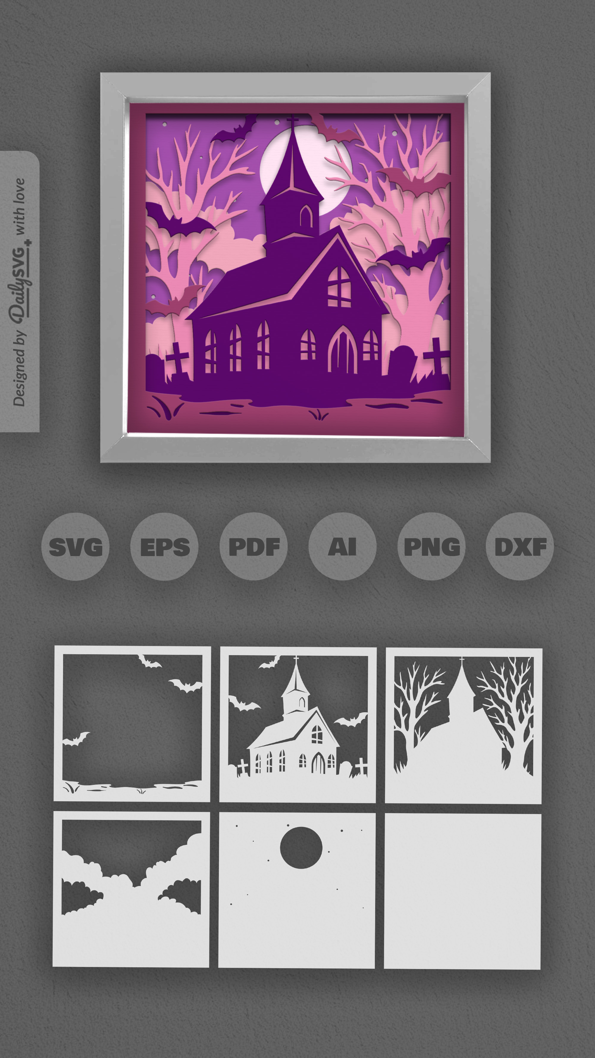 Halloween Abandoned Old Church Layered SVG