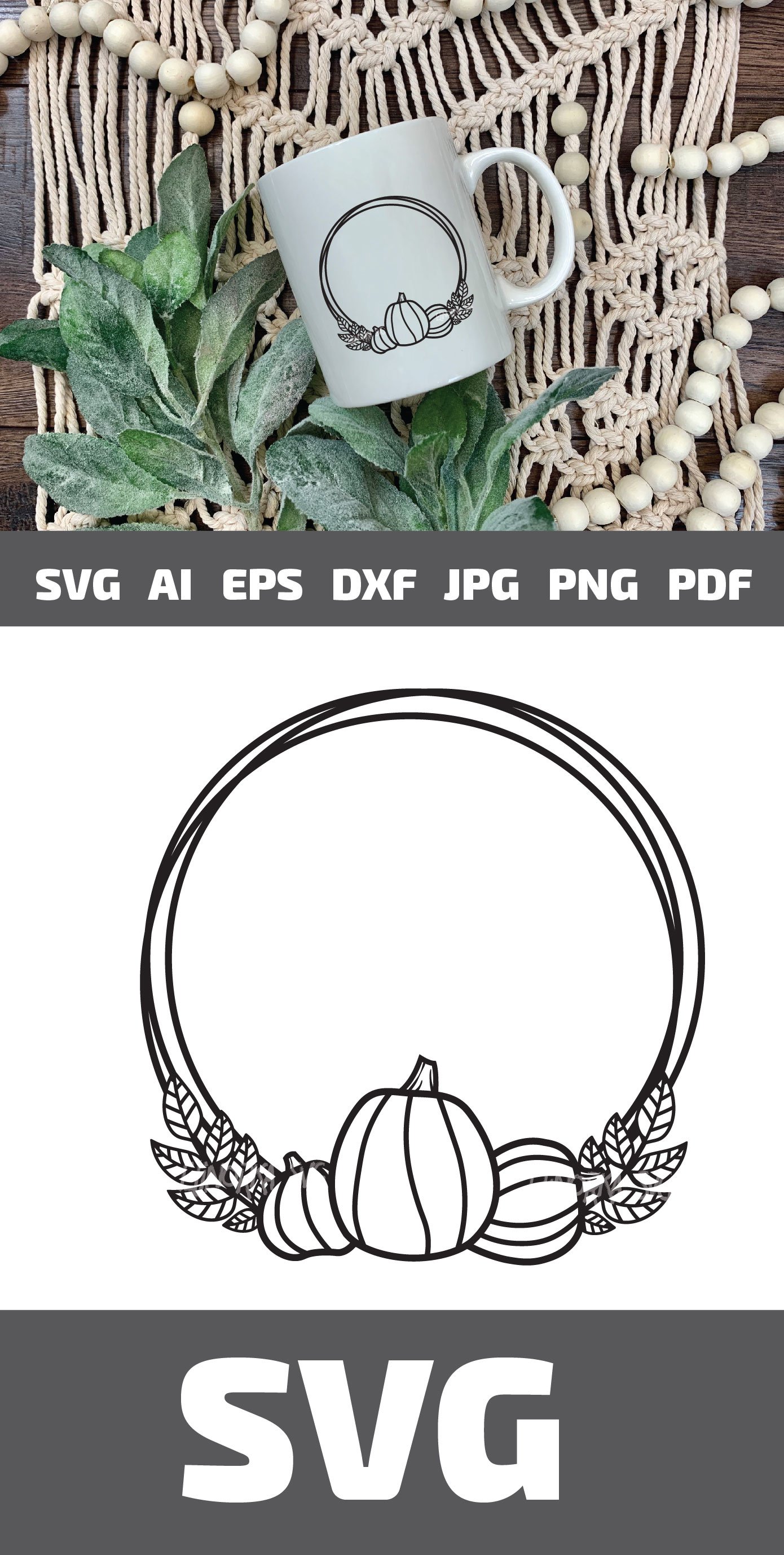 Pumpkin Patch Frame SVG | Pumpkin Monogram Frame SVG