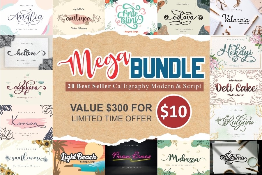 Mega Bundle - 20 Calligraphy & Script Best Seller (990260)