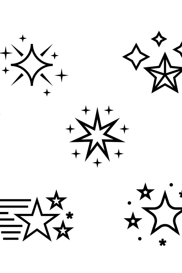 Star line set. Groups and single decorative elements for log