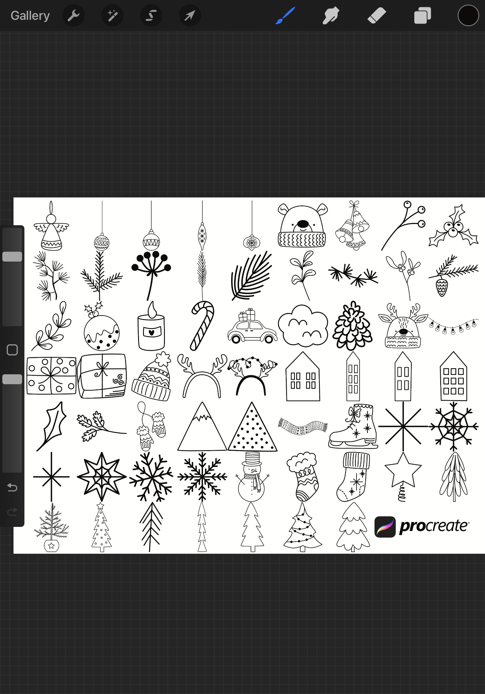 Christmas Winter Elements Procreate Brush Stamps (2288638)