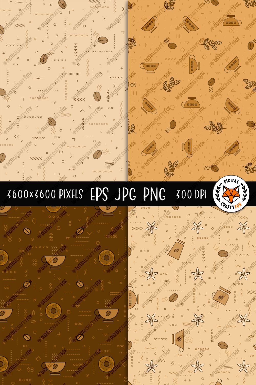 Coffee Seamless Patterns, Coffee Scrapbooking Paper
