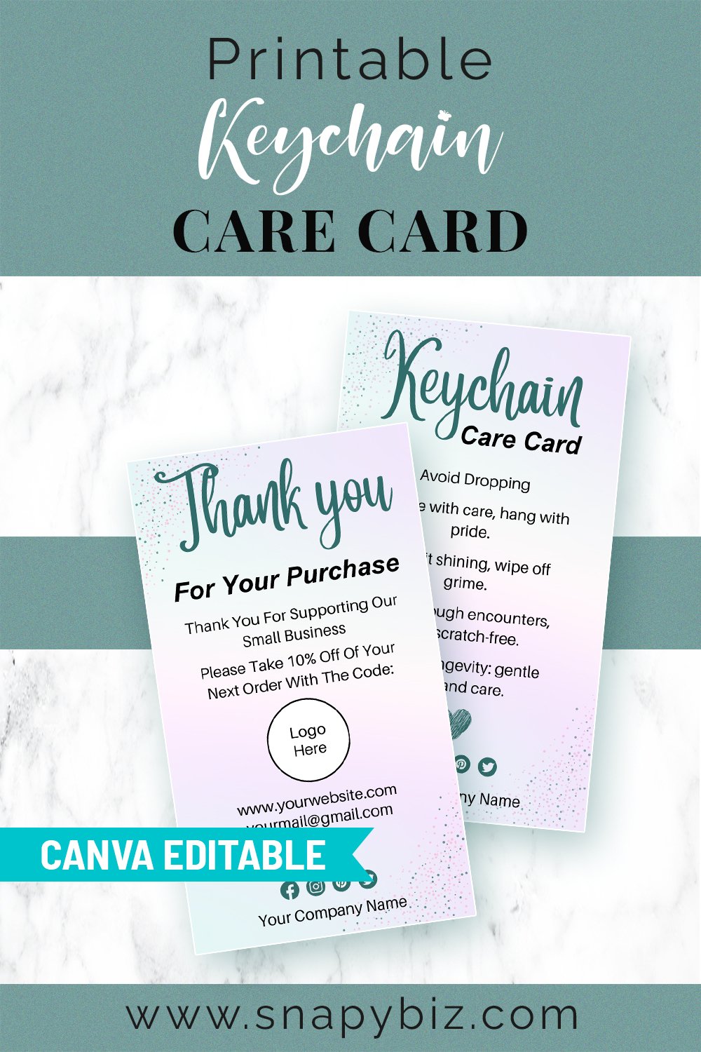 Printable Keychain Care Card