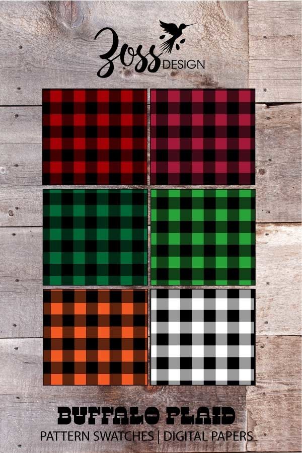 Buffalo plaid Digital Pattern papers set of 6
