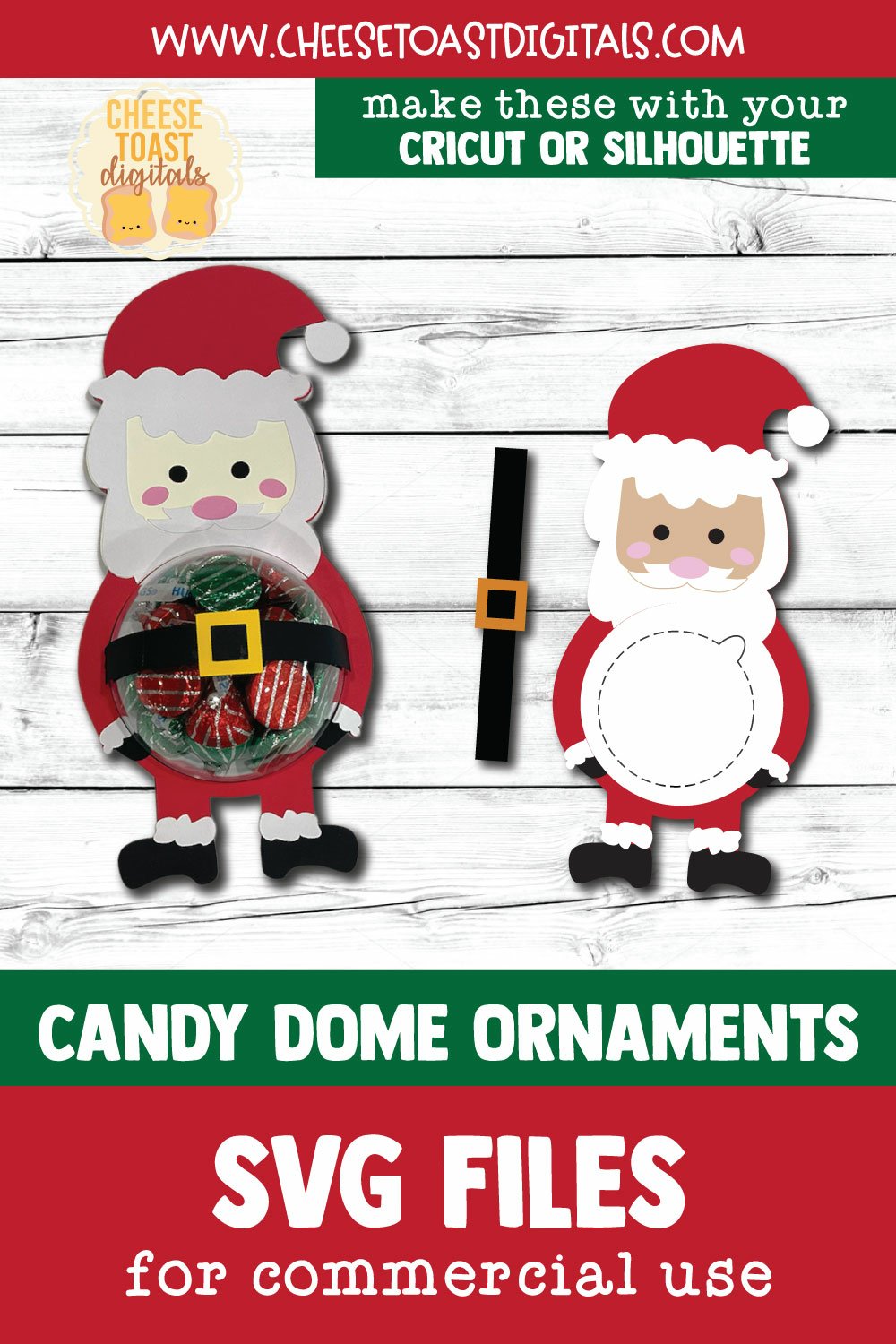 Santa Candy Dome Ornament | Christmas Paper Ornament SVG