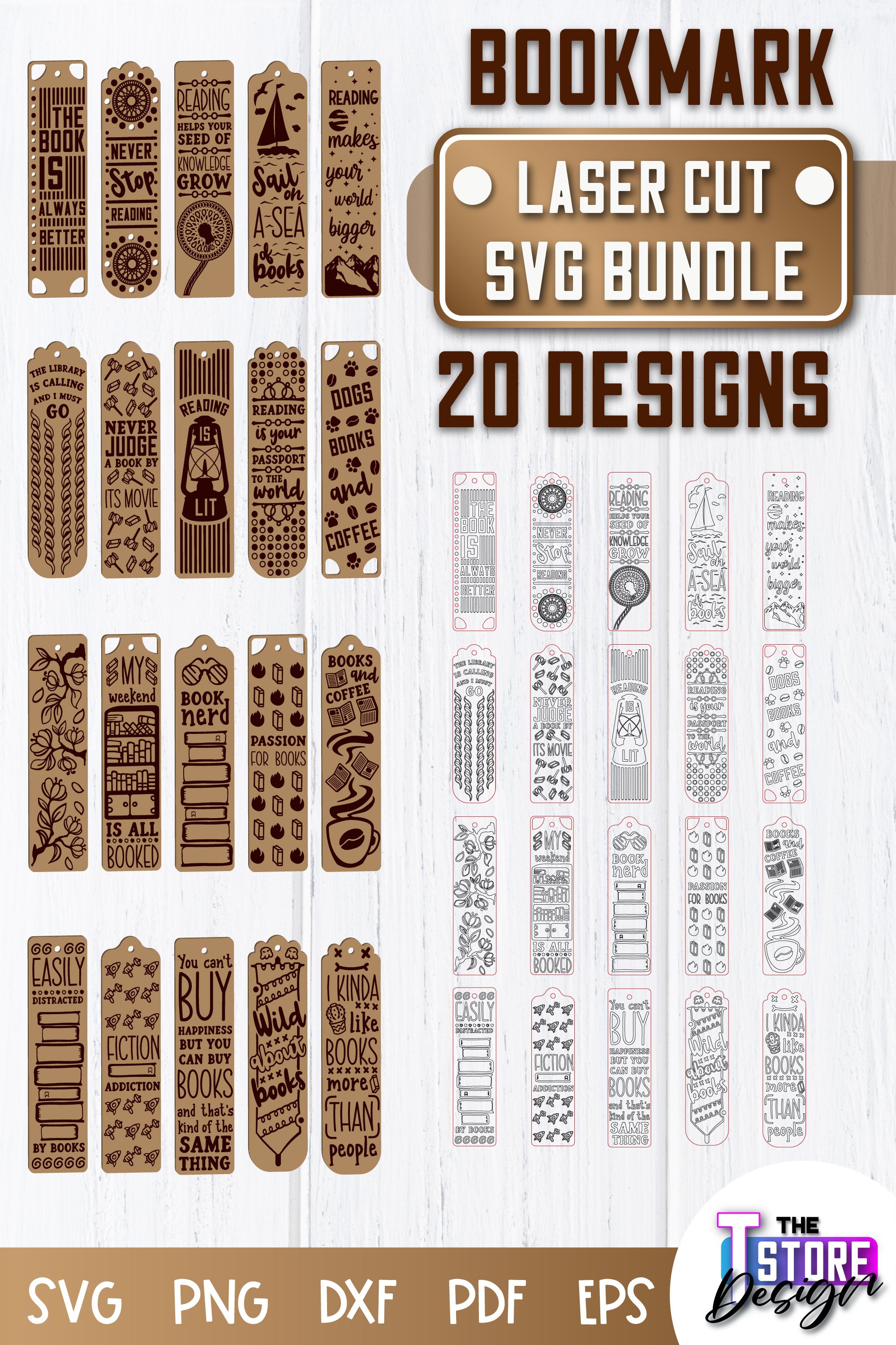 Bookmark Laser Cut SVG Bundle| Book SVG Design | CNC files