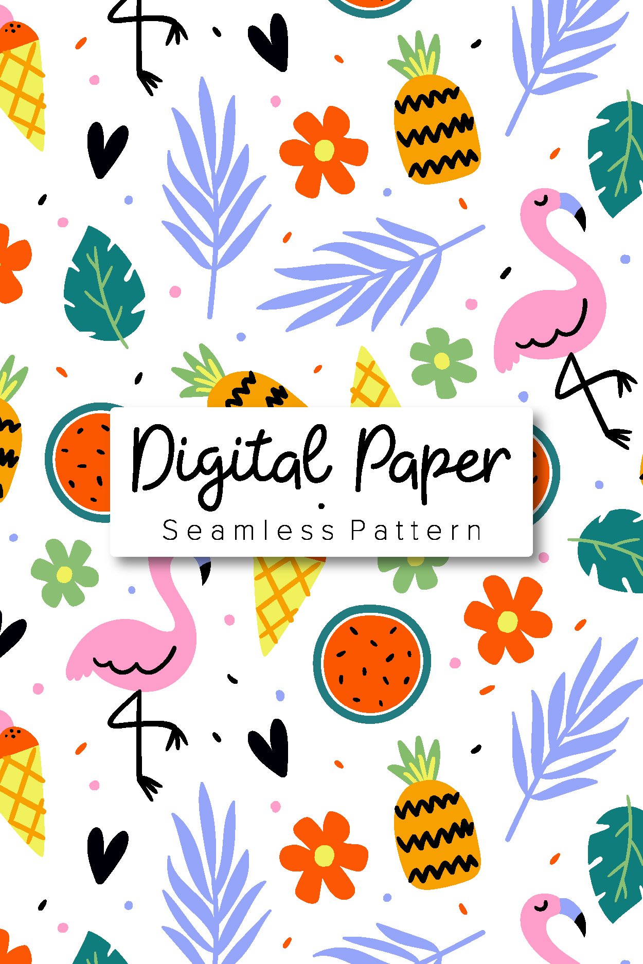 Summer pattern. Summer digital paper. Summer clipart.