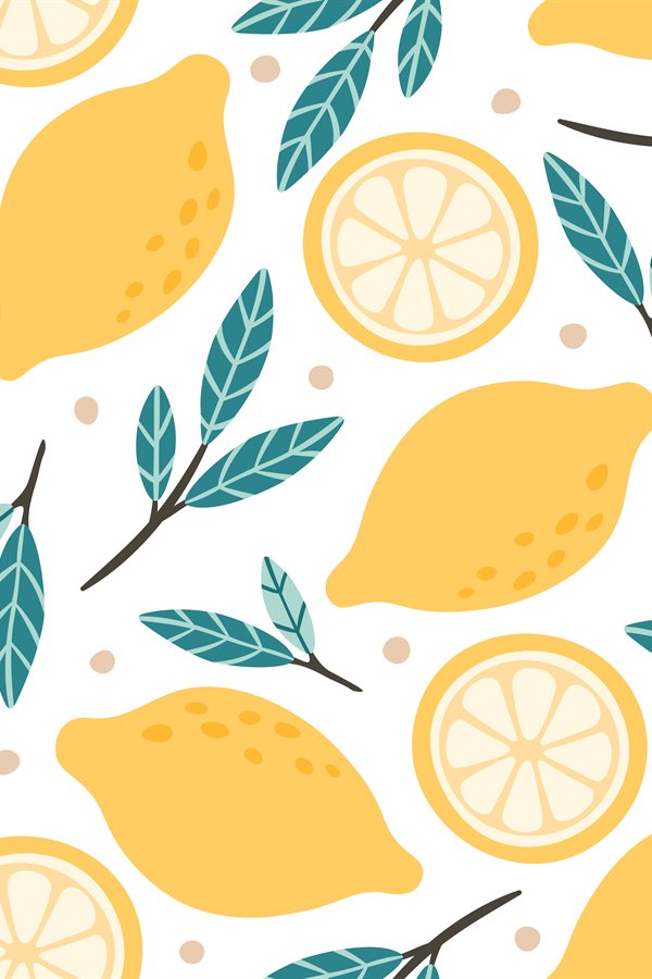 Seamless lemon pattern. Hand drawn doodle citrus mix, lemons
