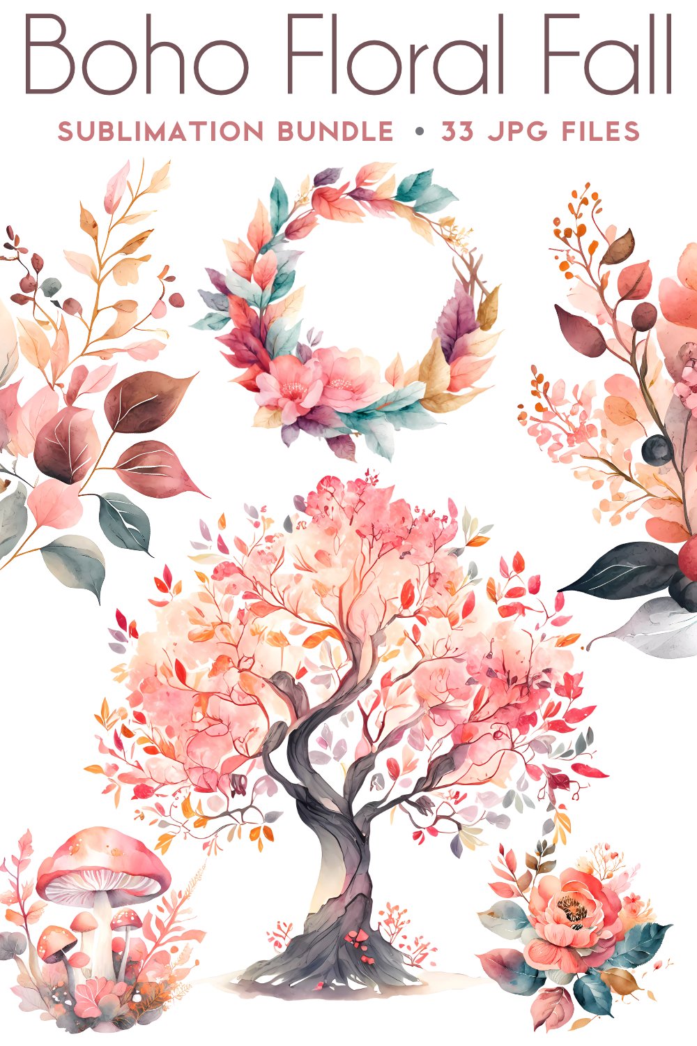 Boho Floral Fall Sublimation Bundle