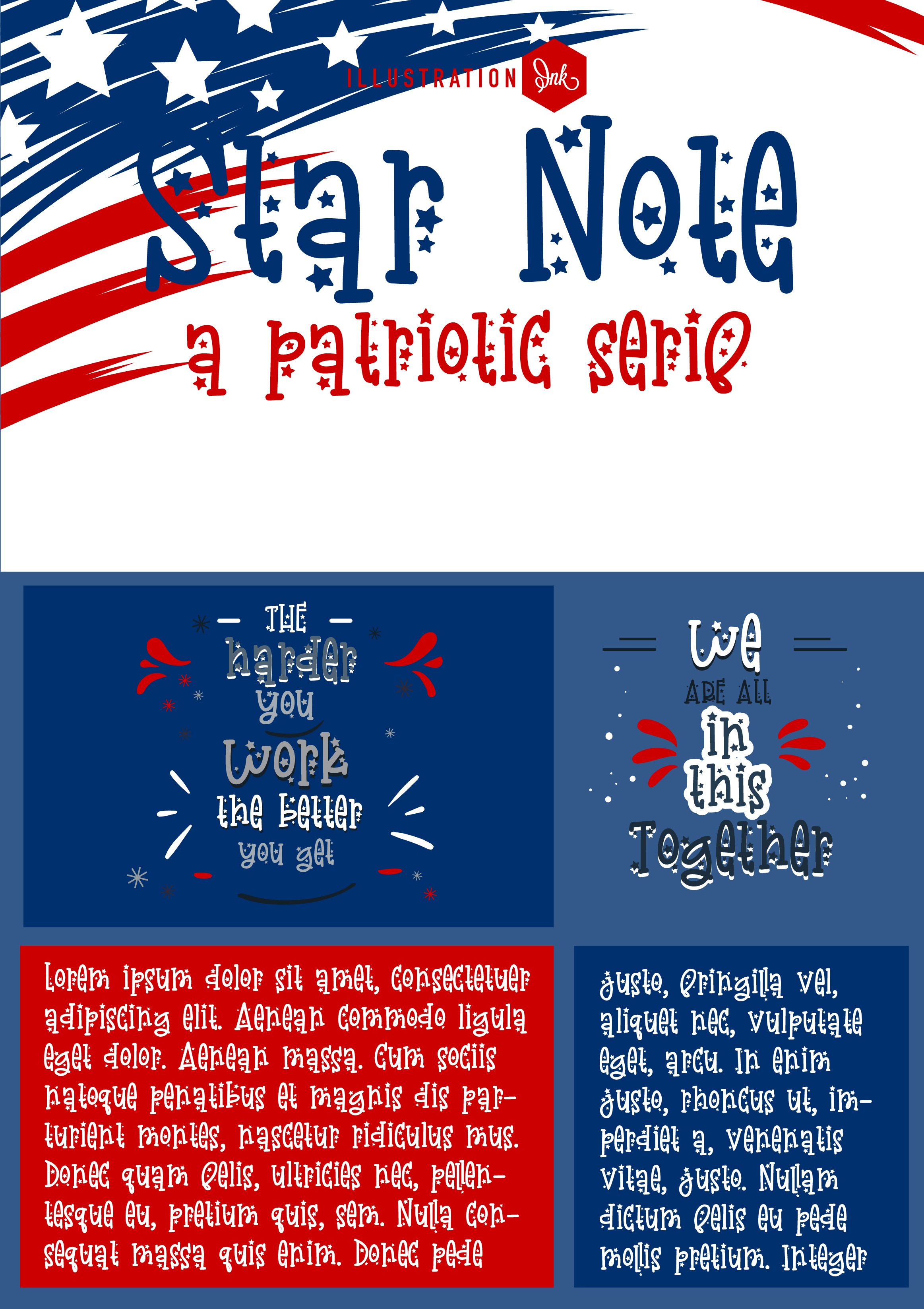 Hand-crafted, patriotic font