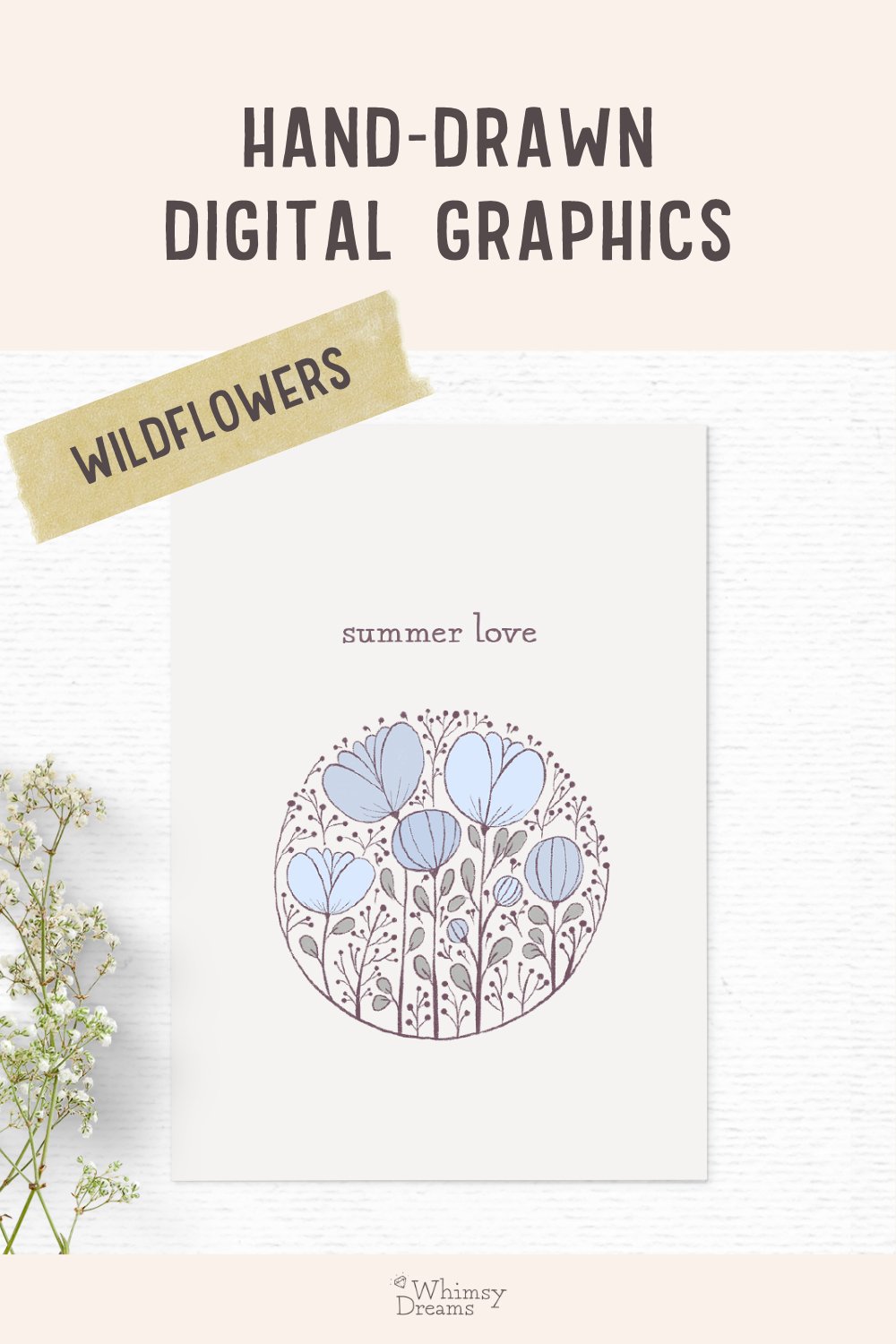 Hand-drawn floral clipart | Blue wildflower (577407)