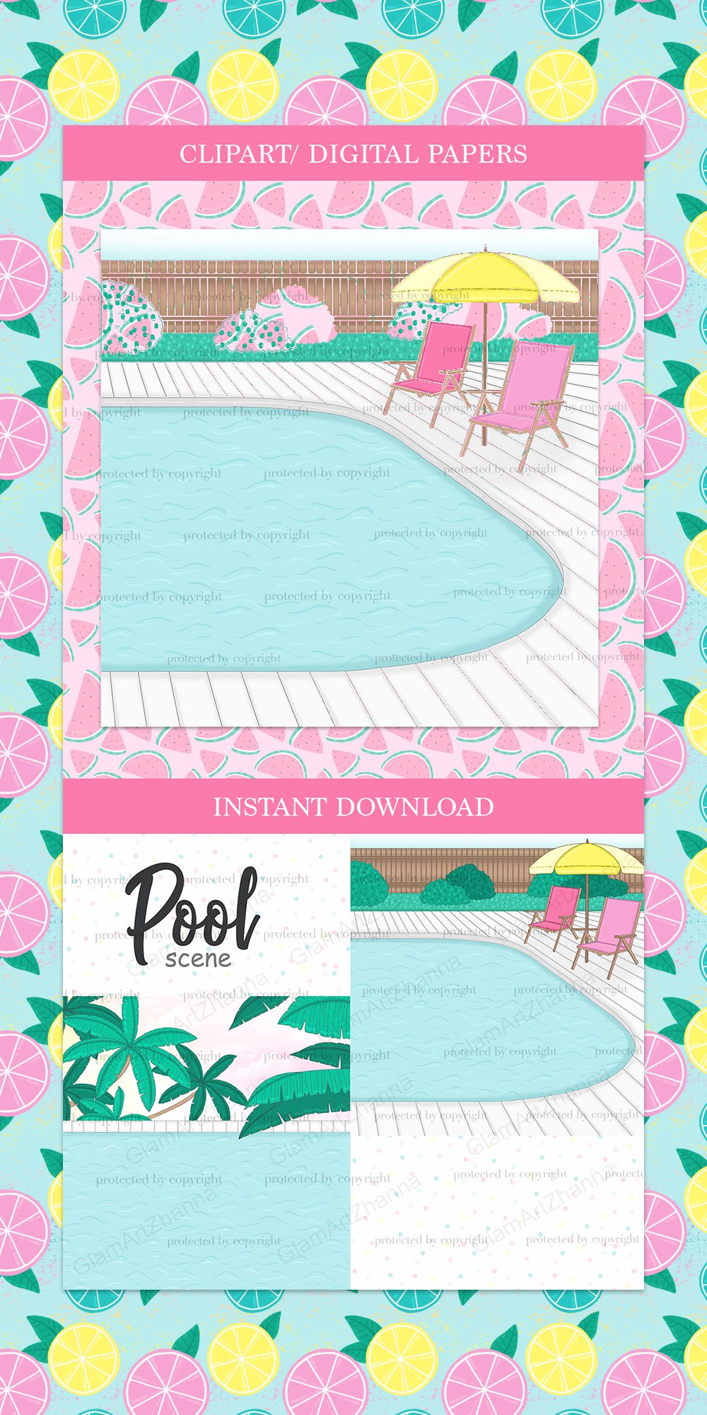 Pool Scene | Summer Tropical Landscape