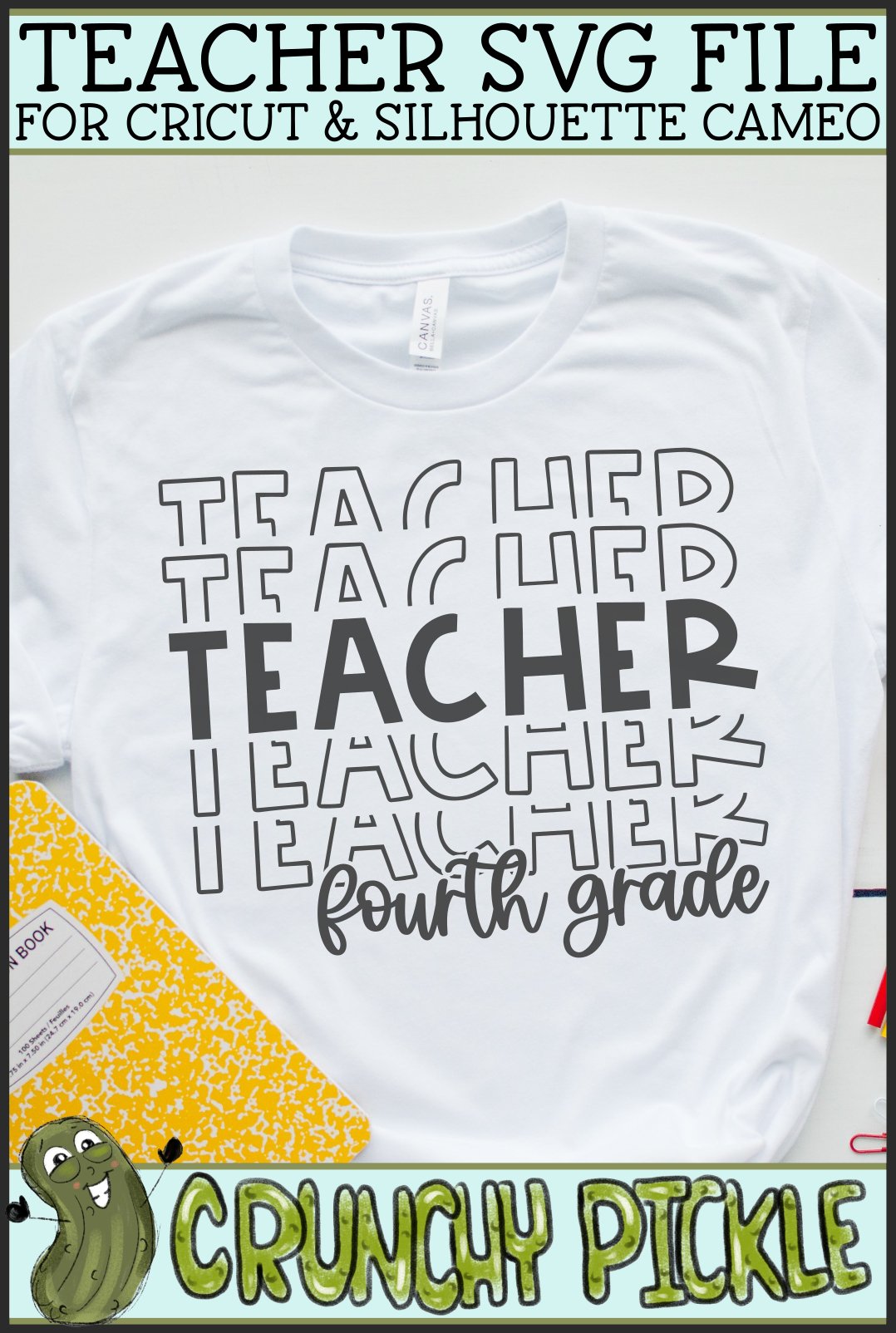 Stacked Fourth Grade Teacher SVG File