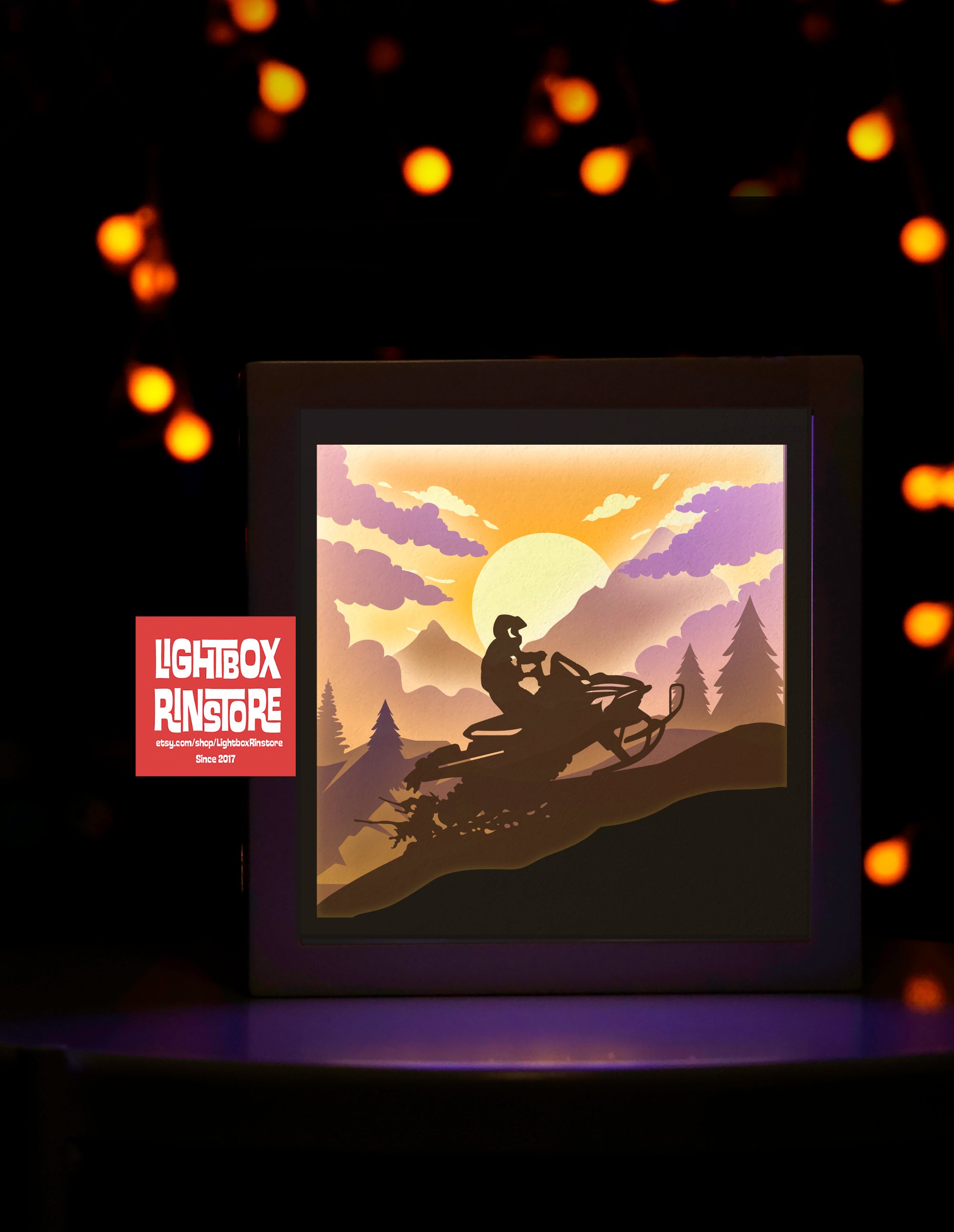 Bike Racing sport 3d paper light box, shadow box SVG