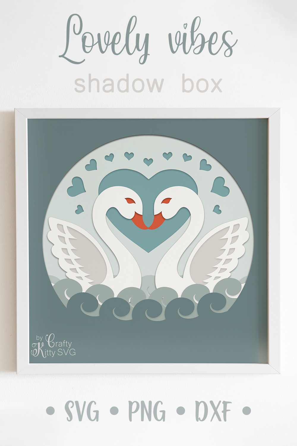 Swan couple, Love birds, 3D shadow box, Paper cut (2800722)