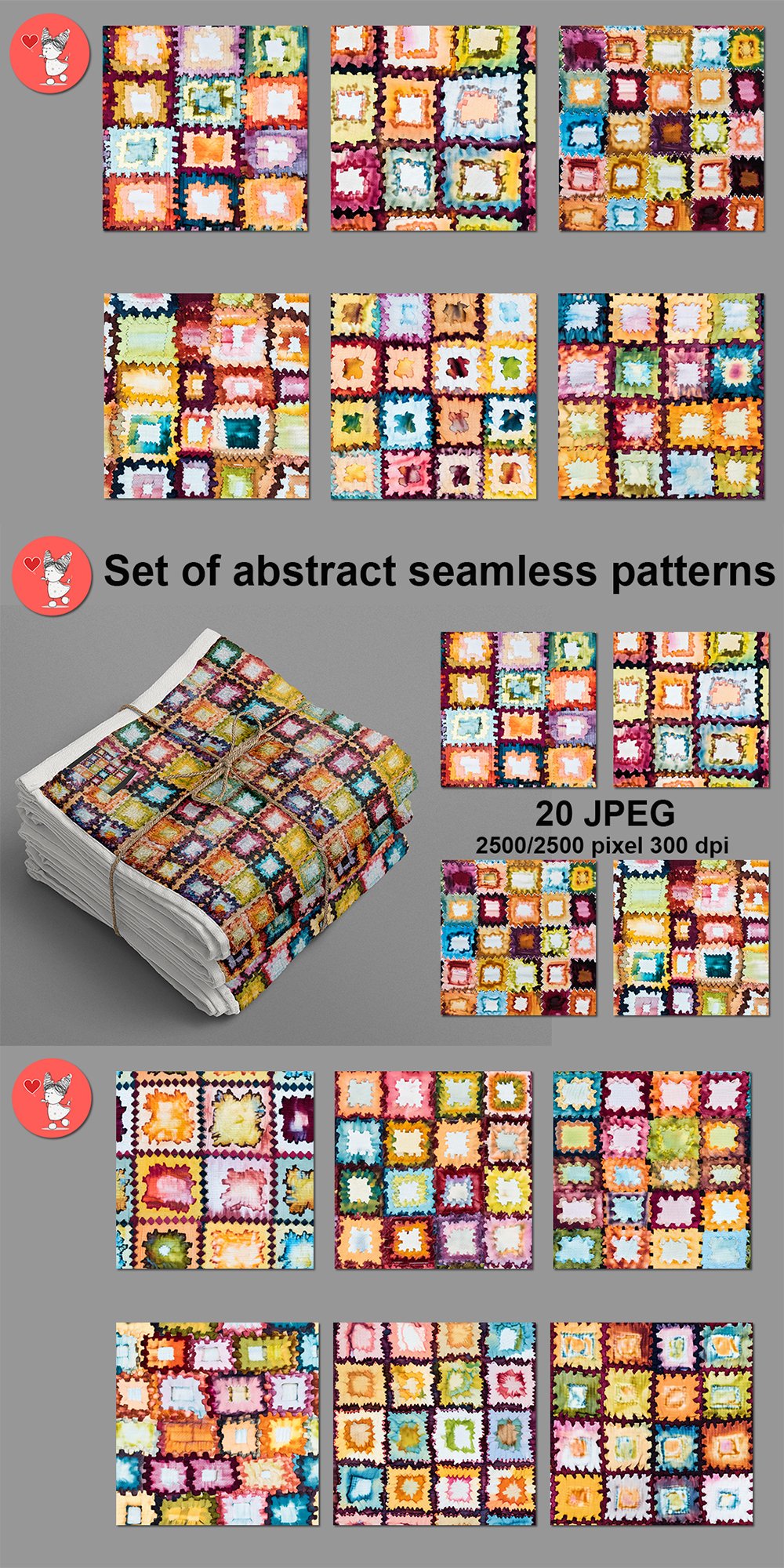 Set of abstract seamless patterns