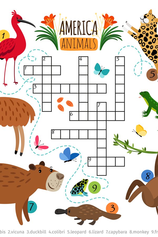 Wild animals crossword puzzle