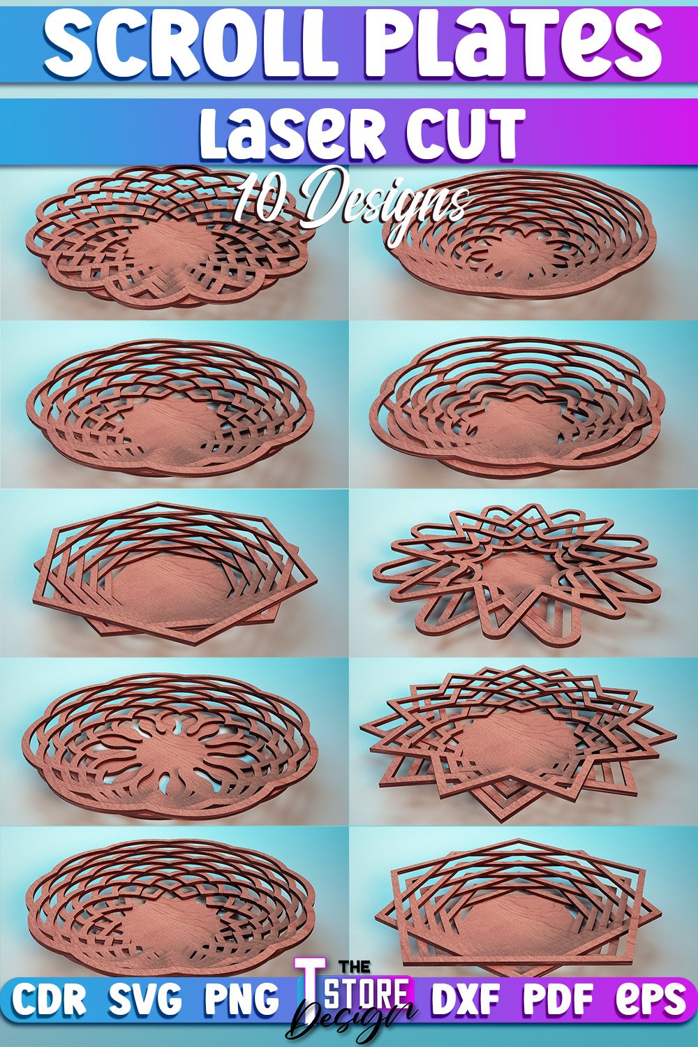 Scroll Plates Laser Cut SVG Bundle|Kitchen Laser SVG Design