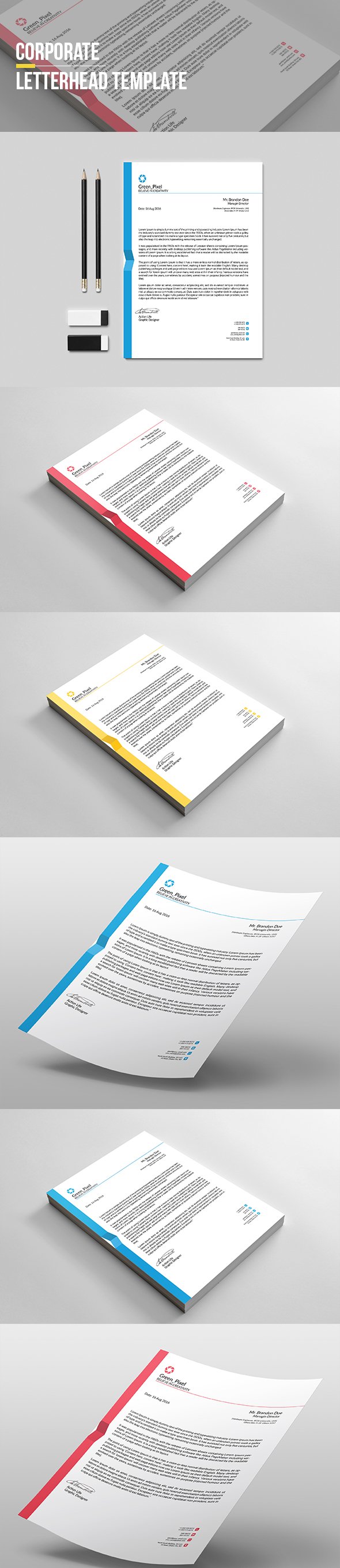 Minimalist professional 3D business letterhead design