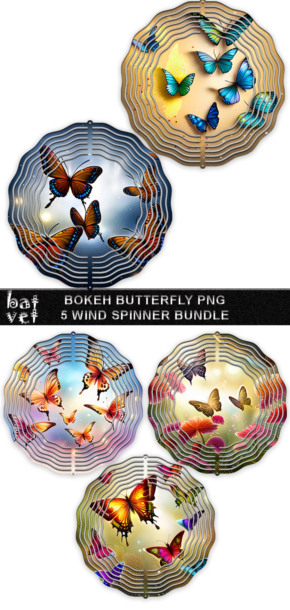 Bokeh Butterfly Wind Spinner Sublimation Bundle