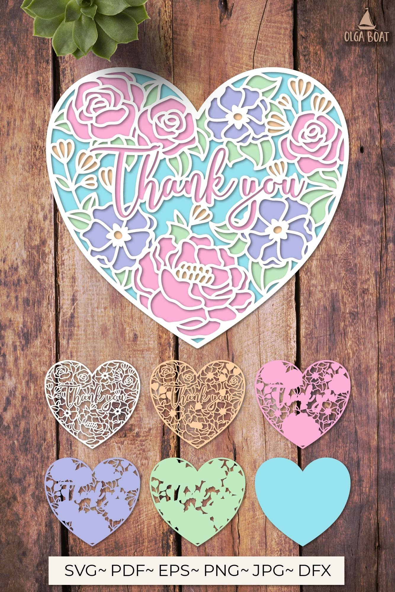 3d Thank you Card paper cutting