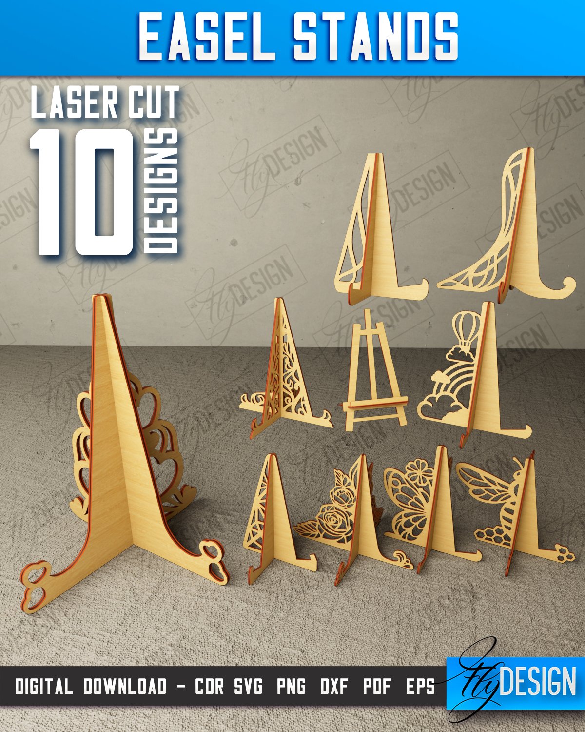 Easel Stands Laser Cut Bundle | Easel Plate Holder Laser Cut