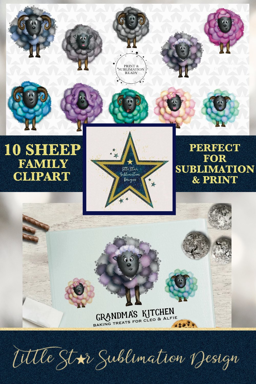 Sheep Family Clipart Set